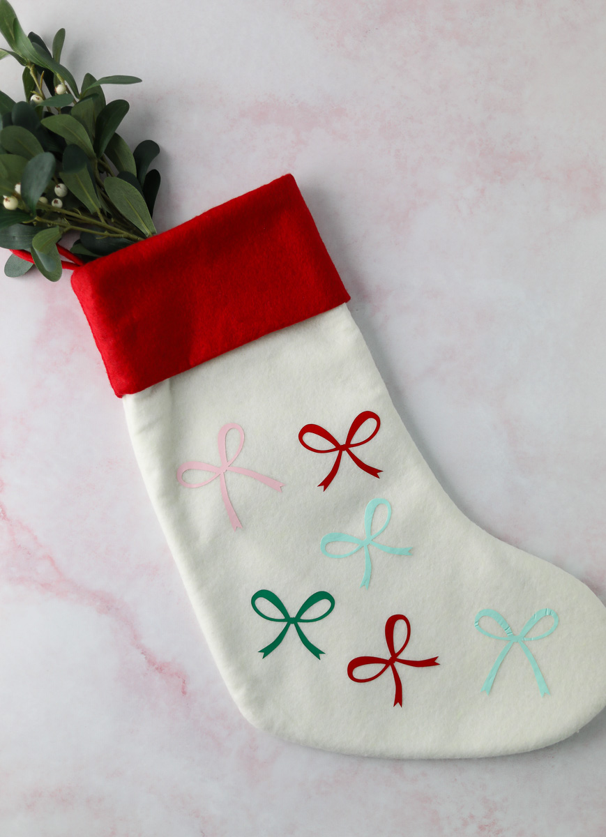 Bow Stockings for Christmas with Iron-on Vinyl - Have a Crafty Day